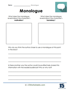Monologue Worksheets | Literary Devices - 15 Worksheets.com