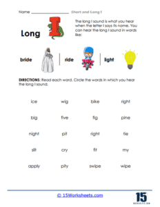 Short and Long I Worksheets | Sound Practice - 15 Worksheets.com
