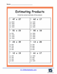 Estimating Products Worksheets | Approximate Multiplication - 15 ...