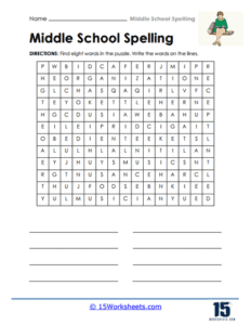 Middle School Spelling Worksheets - 15 Worksheets.com