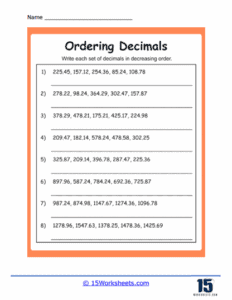 Ordering Decimals Worksheets | Developing Number Sense - 15 Worksheets.com