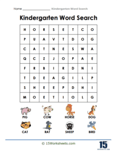 Kindergarten Word Search Worksheets | Vocabulary & Word Skills - 15 ...