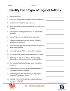 Fallacy Worksheets - 15 Worksheets.com