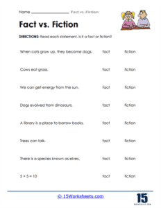 Fact or Fiction Worksheets - 15 Worksheets.com