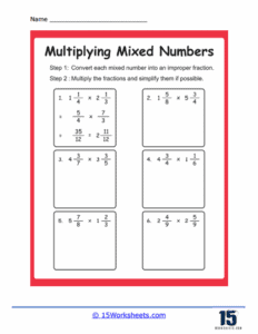 Multiplying Mixed Numbers Worksheets | Fractions Made Easy - 15 ...
