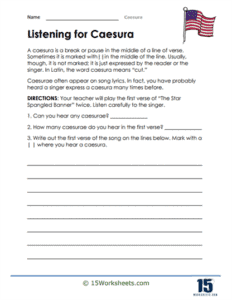 Caesura Worksheets - 15 Worksheets.com