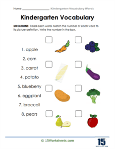 Kindergarten Vocabulary Worksheets | Activities & Practice - 15 ...