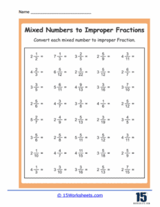 Mixed Numbers to Improper Fractions Worksheets - 15 Worksheets.com