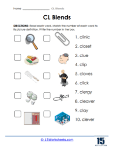 CL Blends Worksheets - 15 Worksheets.com