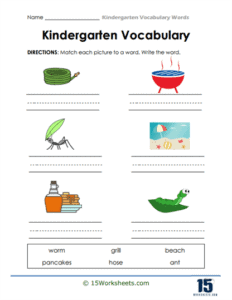 Kindergarten Vocabulary Worksheets | Activities & Practice - 15 ...