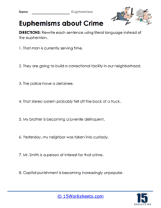 Euphemism Worksheets - 15 Worksheets.com