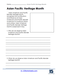 Asian Pacific Heritage Month Worksheets | Cultural Awareness - 15 ...