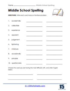 Middle School Spelling Worksheets - 15 Worksheets.com