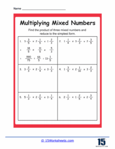 Multiplying Mixed Numbers Worksheets | Fractions Made Easy - 15 ...