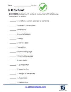Diction Worksheets - 15 Worksheets.com
