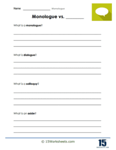 Monologue Worksheets | Literary Devices - 15 Worksheets.com