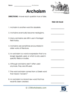 Archaism Worksheets - 15 Worksheets.com