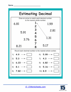 Estimating Decimals Worksheets - 15 Worksheets.com