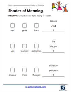 Shades of Meaning Worksheets | Reading Collection - 15 Worksheets.com