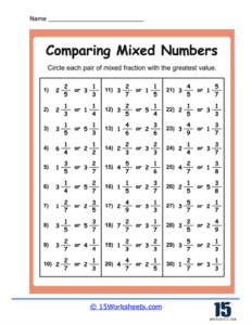 Comparing Mixed Numbers Worksheets - 15 Worksheets.com