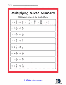 Multiplying Mixed Numbers Worksheets | Fractions Made Easy - 15 ...