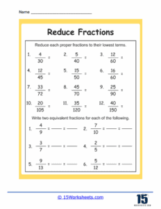 Reducing Fractions Worksheets | Simplifying - 15 Worksheets.com