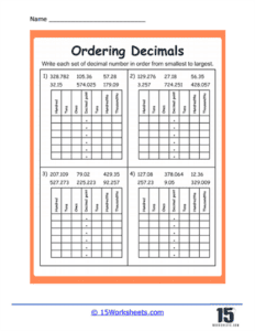 Ordering Decimals Worksheets | Developing Number Sense - 15 Worksheets.com