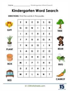 Kindergarten Word Search Worksheets | Vocabulary & Word Skills - 15 ...