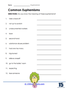 Euphemism Worksheets - 15 Worksheets.com