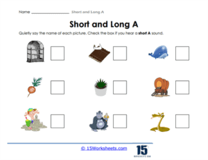 Short and Long A Worksheets | Phonics Collection - 15 Worksheets.com