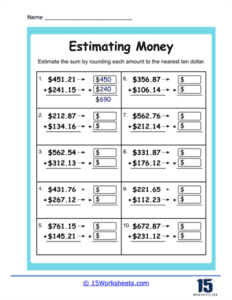 Estimating Money Worksheets - 15 Worksheets.com