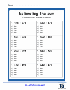 Estimating Sums Worksheets - 15 Worksheets.com