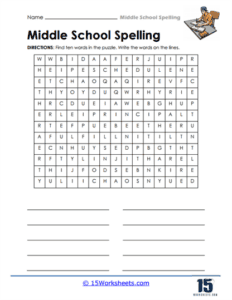Middle School Spelling Worksheets - 15 Worksheets.com