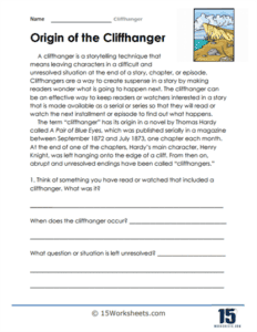 Cliffhanger Worksheets - 15 Worksheets.com