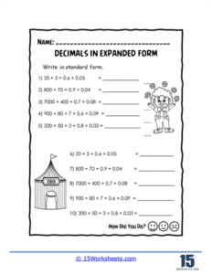 Decimals to Expanded Form Worksheets - 15 Worksheets.com