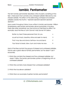Iambic Pentameter Worksheets - 15 Worksheets.com