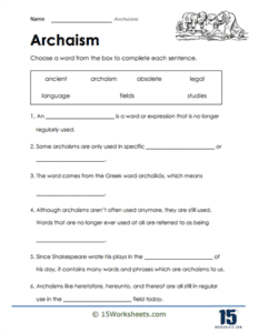 Archaism Worksheets - 15 Worksheets.com