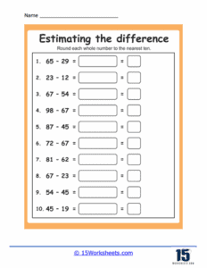 Estimating Differences Worksheets | Math Reasoning - 15 Worksheets.com
