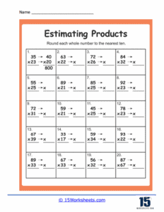 Estimating Products Worksheets | Approximate Multiplication - 15 ...