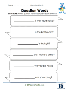 Question Words Worksheets | Usage & Formation Practice - 15 Worksheets.com