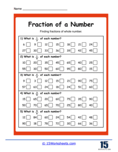 Fractions of a Whole Number Worksheets | Find Parts & Wholes - 15 ...