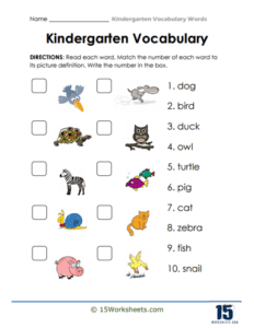 Kindergarten Vocabulary Worksheets | Activities & Practice - 15 ...