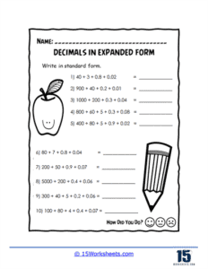 Decimals to Expanded Form Worksheets - 15 Worksheets.com