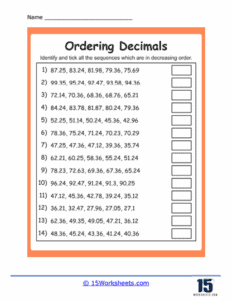 Ordering Decimals Worksheets | Developing Number Sense - 15 Worksheets.com
