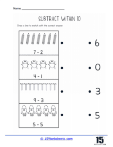 Subtract Within 10 Worksheets - 15 Worksheets.com