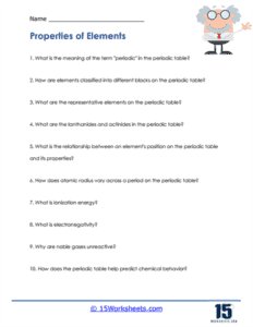 Periodic Table of Elements Worksheets | Identification & Trends - 15 ...