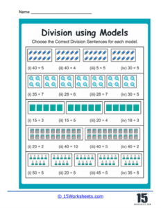 Division Using Models Worksheets - 15 Worksheets.com