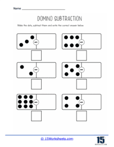Domino Subtraction Worksheets - 15 Worksheets.com