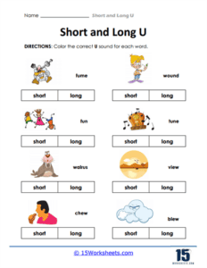 Short and Long U Worksheets - 15 Worksheets.com