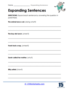 Expanding Sentences Worksheets - 15 Worksheets.com